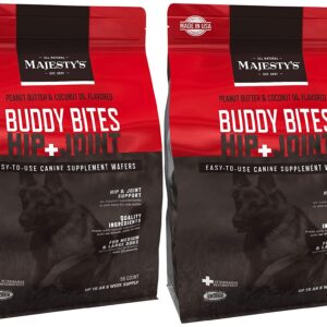 Majesty's Buddy Bites Hip and Joint Wafers (Peanut Butter and Coconut Oil, 2 Pack Medium/Large Dog(112 Count Total))