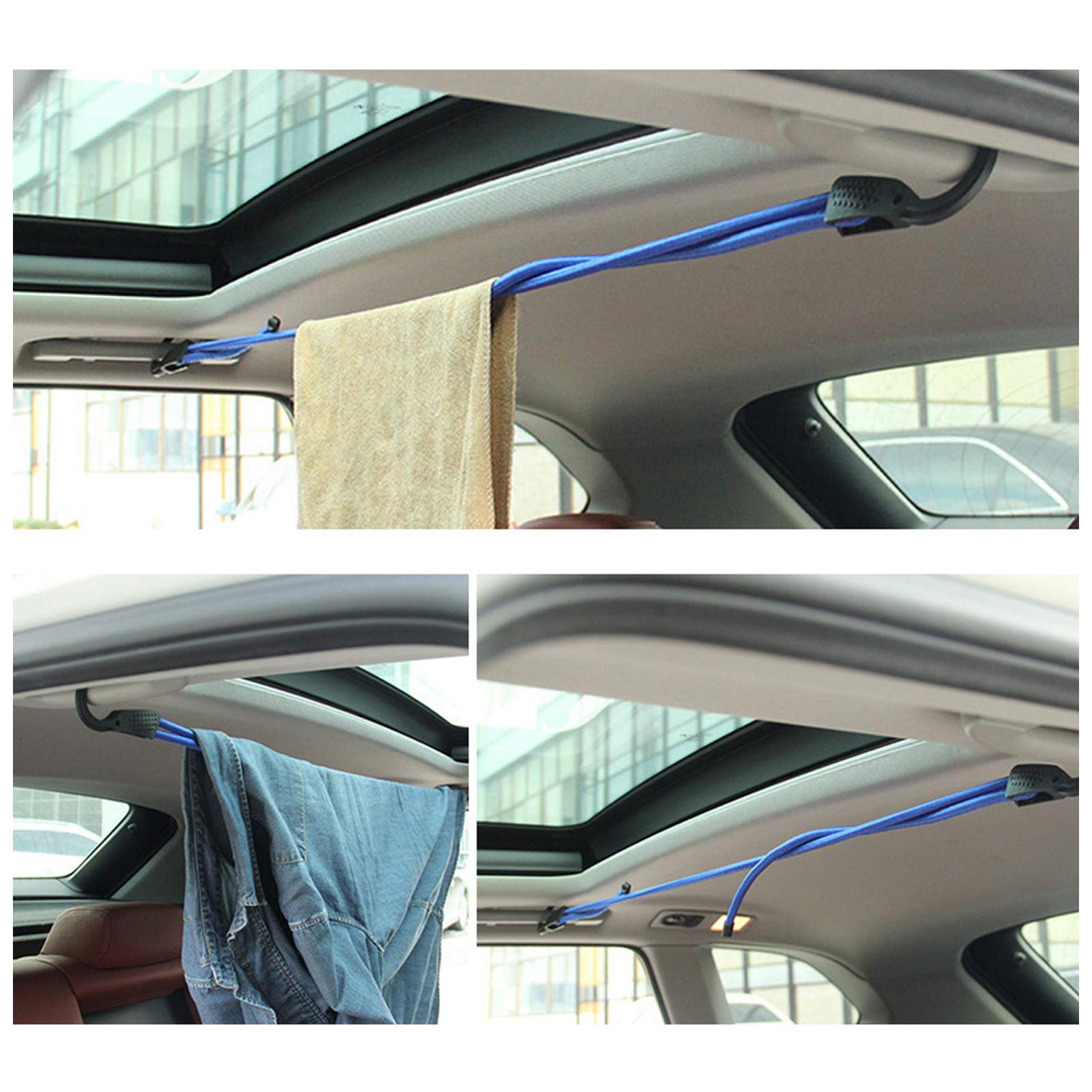 Car Clothes Line, Wear‑Resistant Strong Plasticity Bungee Cord with Flefixed Rack for Tying Things for Travel for Home for Hanging Clothes