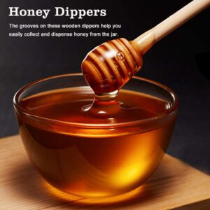 BORDSTRACT 50Pcs Honey Dipper Stick, Wooden Honey Dipper Mini Wooden Honeycomb Sticks, Household Wooden Mini Jam Honey Dipper for Honey Syrup Molasses(10cm)