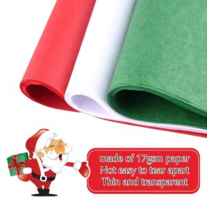 MIAHART 60 Christmas Tissue Paper Sheets 50 * 35cm Christmas Wrapping Paper for DIY and Craft Gift Bags Decorations (Red, Green, and White)