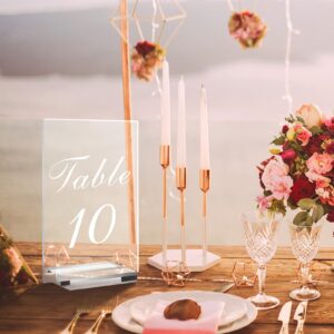 Quzzil 10 Pcs Wedding Table Numbers 1-10 with Stand, Acrylic Wedding Place Card Clear Printed Number Sign Wedding Table Number Holder for Wedding Reception Restaurants Party Dinners Decor(Rectangle)