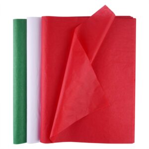 miahart 60 christmas tissue paper sheets 50 * 35cm christmas wrapping paper for diy and craft gift bags decorations (red, green, and white)