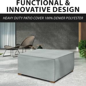 Patio Large Waterproof Ottoman Cover - Outdoor Square Side Table Covers - Patio Ottoman Washable Cover - Heavy Duty Furniture 60X60X28 Inch Grey