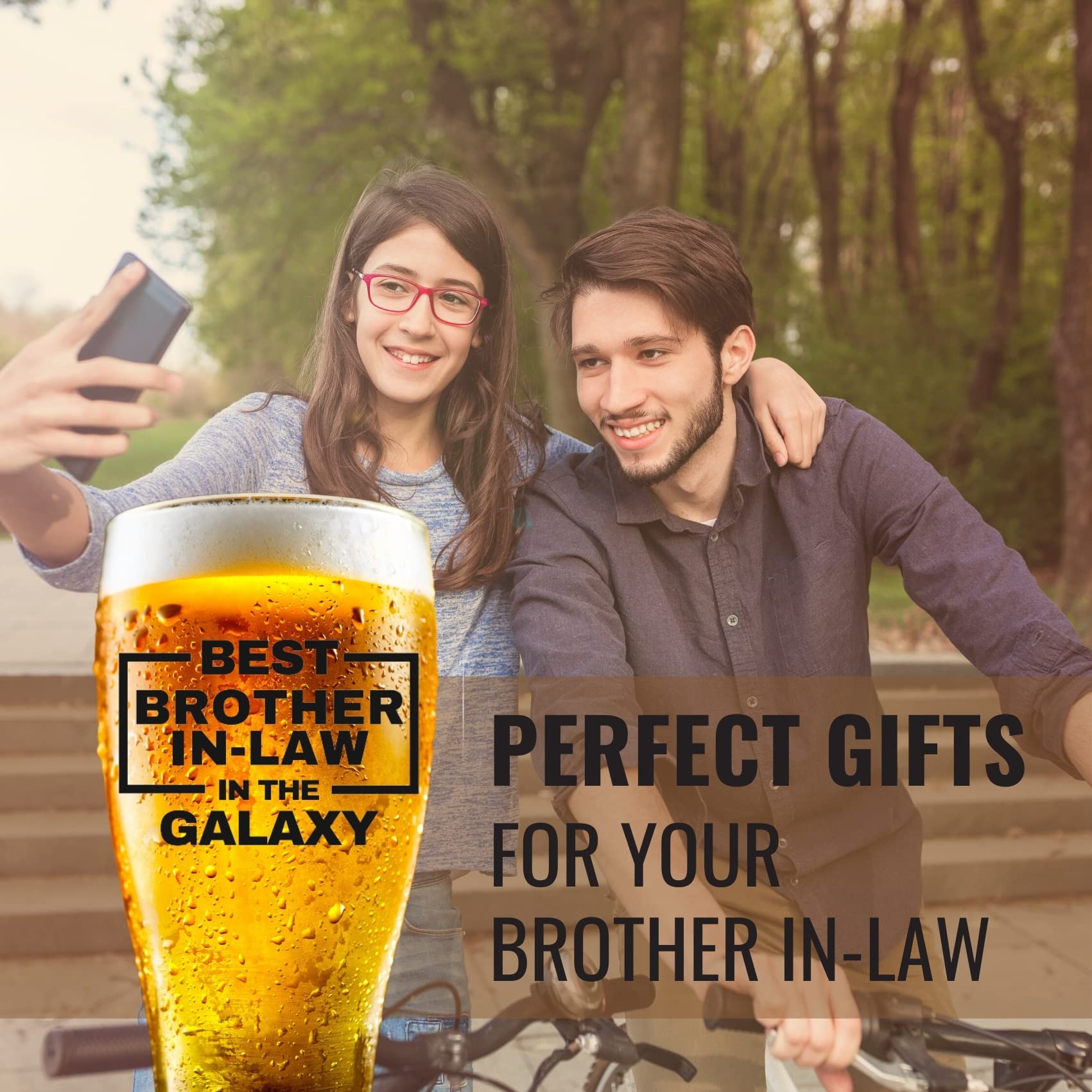 Onebttl Gifts for Brother in Law from Sister in Law, Beer Glass Funny Gift Idea for Christmas, Father's Day, Birthday, Box and Greeting Card Included - Best Brother-in-law in the Galaxy