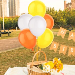 TKEJZu 100 Pcs 12 Inch Latex Balloons White Orange and Yellow Balloons Thanksgiving Decorations Fall Party Supplies for Autumn Birthday Happy Fall Party, Wedding, Engagement, Baby Shower Decoration