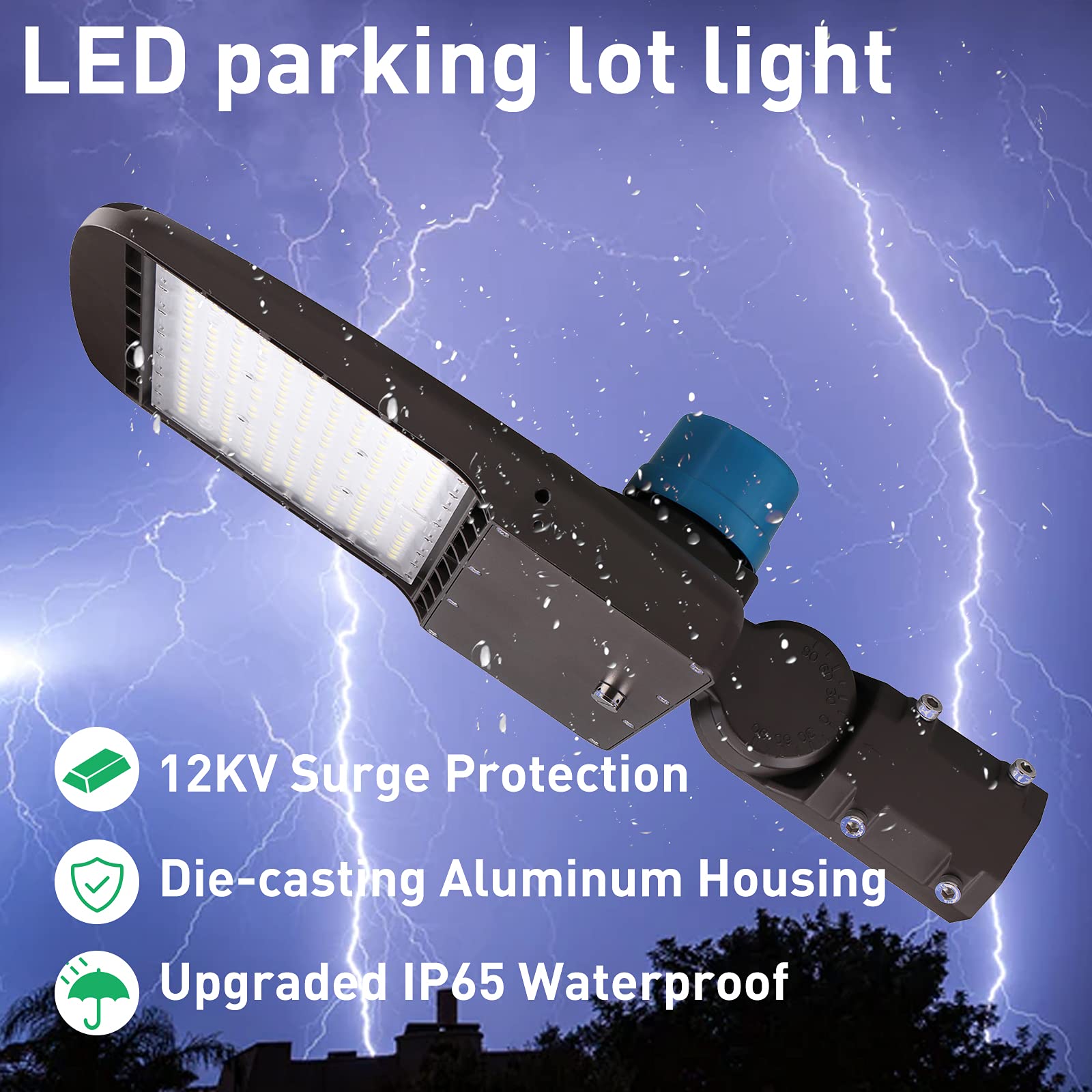 OSTEK 150W LED Parking Lot Lights with Dusk-to-Dawn Photocell, Outdoor Commercial Area Lighting Fixture 21000LM - Waterproof IP65 5000K LED Shoebox Light with Slip Fitter Mount 100-277V