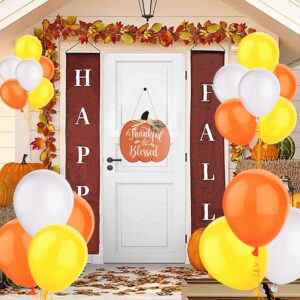 TKEJZu 100 Pcs 12 Inch Latex Balloons White Orange and Yellow Balloons Thanksgiving Decorations Fall Party Supplies for Autumn Birthday Happy Fall Party, Wedding, Engagement, Baby Shower Decoration