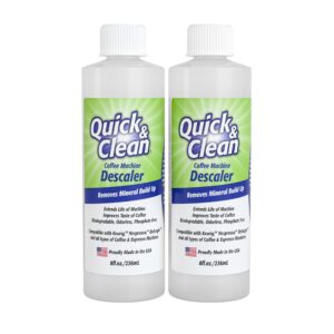 quick & clean 2-pack descaler (4 total uses) - made in the usa - descaling solution for keurig, nespresso, ninja, delonghi, coffee and espresso machines