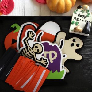 LINGTEER Happy Halloween Table Honeycomb Centerpieces - 9 pcs Funny Halloween Party Boo Ghost Table Decorations Sign.