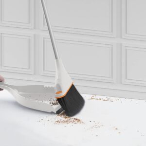 Superio Clip-On Dustpan - Heavy Duty Plastic, Easy Grip Clip-On Dust Pan with Rubber Edge, Detailed Sweeping Debris, Fits Standard Brooms Home & Commercial Dusting & Cleaning Tool, Grey