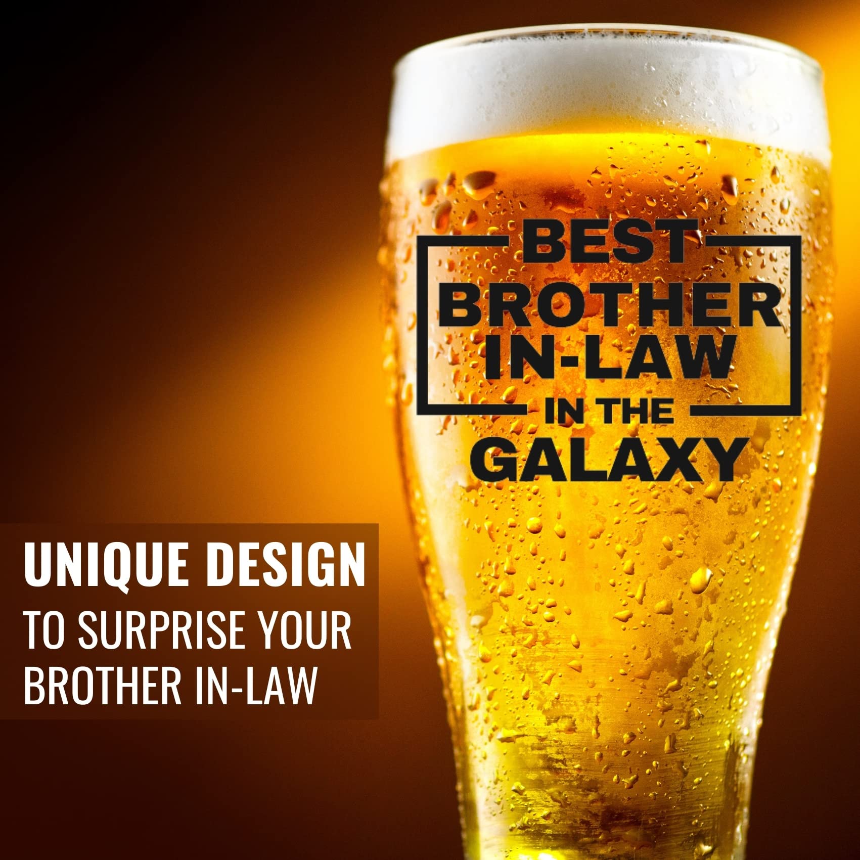 Onebttl Gifts for Brother in Law from Sister in Law, Beer Glass Funny Gift Idea for Christmas, Father's Day, Birthday, Box and Greeting Card Included - Best Brother-in-law in the Galaxy