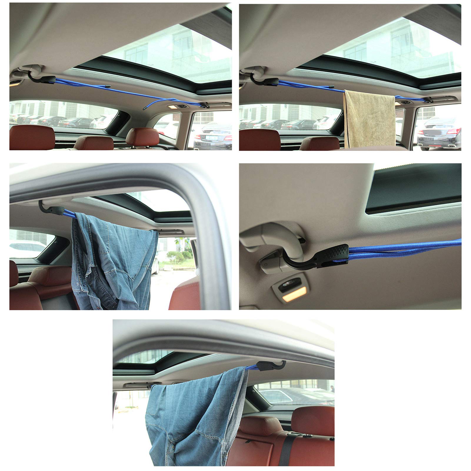 Car Clothes Line, Wear‑Resistant Strong Plasticity Bungee Cord with Flefixed Rack for Tying Things for Travel for Home for Hanging Clothes