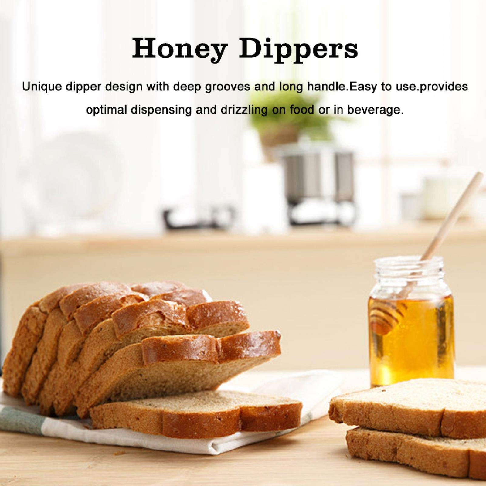 BORDSTRACT 50Pcs Honey Dipper Stick, Wooden Honey Dipper Mini Wooden Honeycomb Sticks, Household Wooden Mini Jam Honey Dipper for Honey Syrup Molasses(10cm)