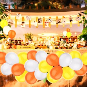 TKEJZu 100 Pcs 12 Inch Latex Balloons White Orange and Yellow Balloons Thanksgiving Decorations Fall Party Supplies for Autumn Birthday Happy Fall Party, Wedding, Engagement, Baby Shower Decoration