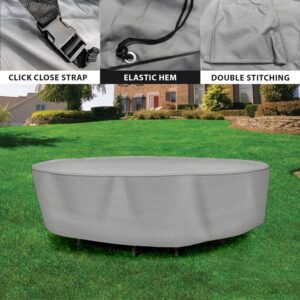 Patio Extra Large Waterproof Round Oval Table & Chair Cover - Outdoor Patio Table Chair Combo Washable - Heavy Duty Furniture 124x88x30 Inch Combo Cover