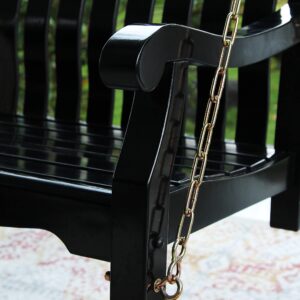 Bonn Mahogany Wood Black Porch Swing