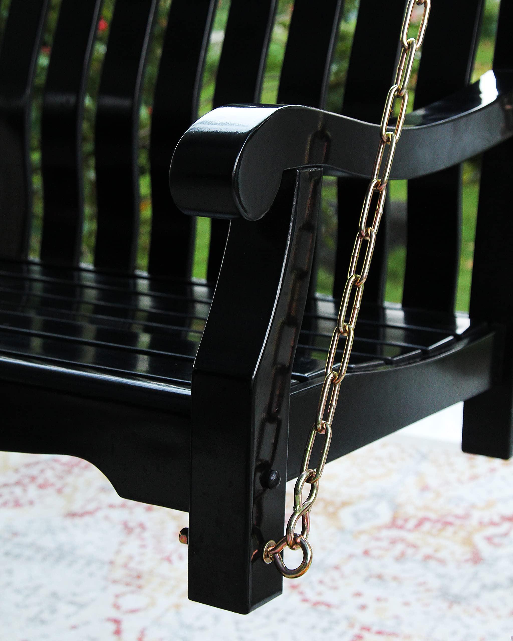 Bonn Mahogany Wood Black Porch Swing