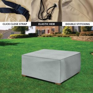 Patio Large Waterproof Ottoman Cover - Outdoor Square Side Table Covers - Patio Ottoman Washable Cover - Heavy Duty Furniture 60X60X28 Inch Grey