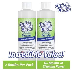 Quick & Clean 2-Pack Descaler (4 Total Uses) - Made in the USA - Descaling Solution for Keurig, Nespresso, Ninja, Delonghi, Coffee and Espresso Machines