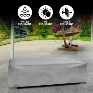 Large Slim Outdoor Ottoman or Coffee Table Cover - Outdoor Square Table Covers - Patio Ottoman Washable - Heavy Duty Furniture 50x26x20 Grey