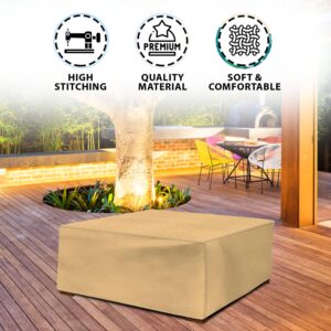 Extra Large Square Outdoor Side Table or Ottoman Cover - Outdoor Square Table Covers - Patio Ottoman Washable - Heavy Duty Furniture 36x36x16 Beige