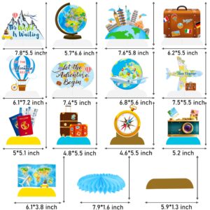 13pcs Travel Theme Party Decorations Let The Adventure Begin Table Honeycomb Centerpieces for Graduation Retirement Job Career Change Farewell Party Supplies