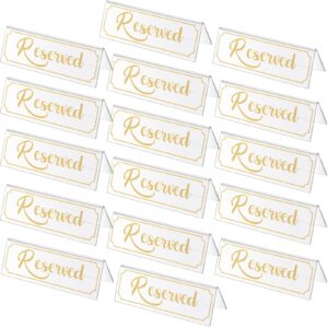 16 pieces reserved sign acrylic clear reserved table tent signs table number holders for wedding printed seating reservation restaurant business office meeting party (gold)