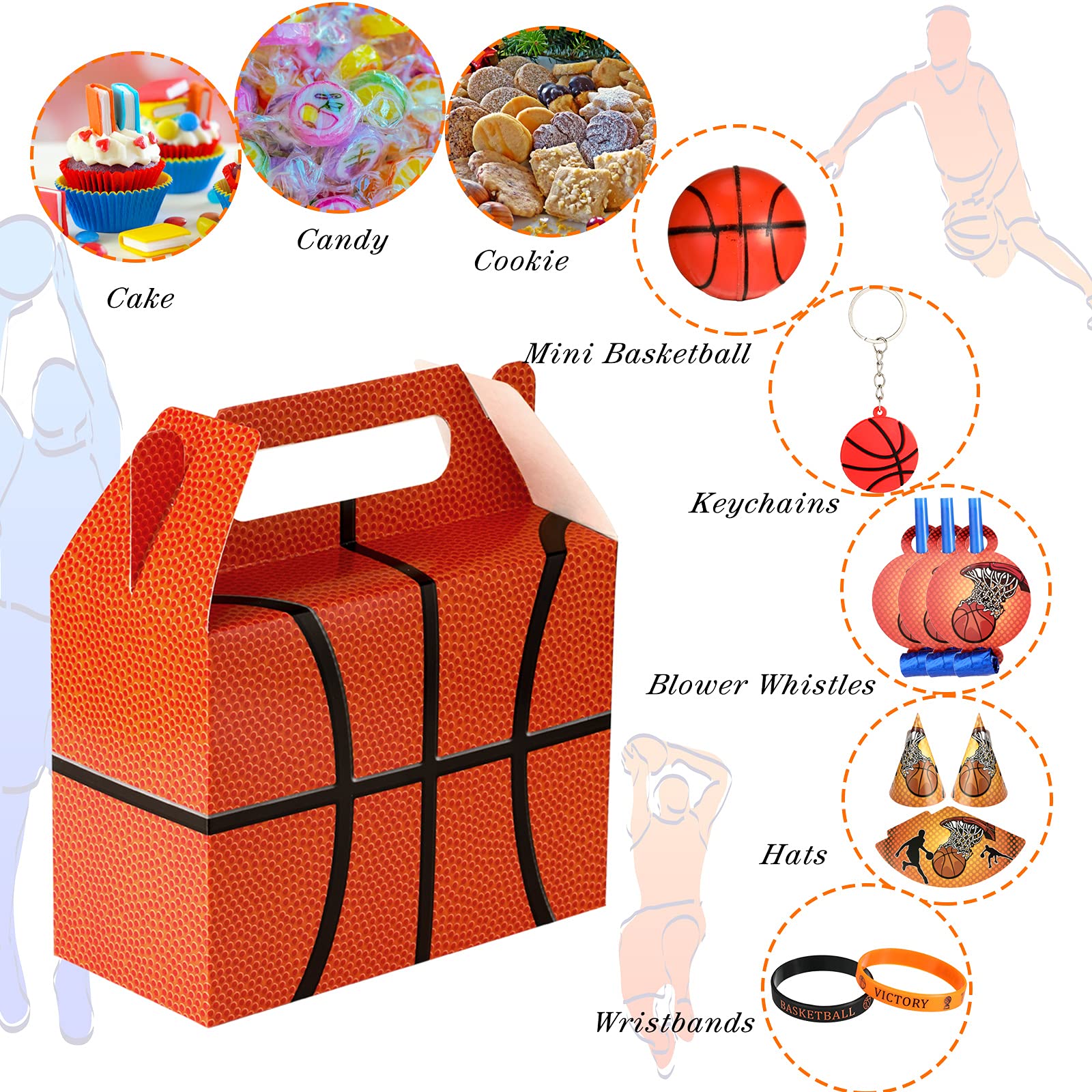 Chinco 24 Pieces Basketball Goody Box Basketball Candy Bags Basketball Party Decorations Basketball Gift Bags Basketball Treat Boxes Basketball Party Favors Boxes for Adult Birthday Theme Party