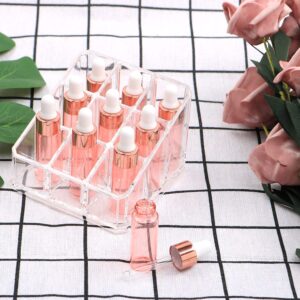 Furnido 35 Pack,1/6 oz(5ml) Pink Essential Oils Dropper Bottle,Empty Glass Sample Vials with Glass Tube,Rose-Golden Caps For Travel,Perfume Aromatherapy Liquid Container-Dropper&Funnel Included