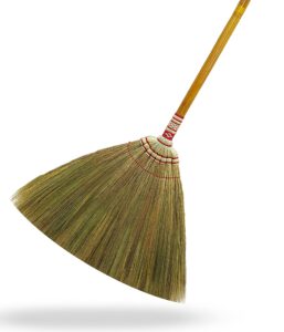 indoor grass broom 40 inch with bamboo handled brooms for floor cleaning, smooth & hard floor - sweeping tool unique handmade craft broom design for home, kitchen, office, courtyard, tiled floor