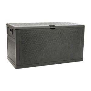 flash furniture 120 gallon plastic deck box - all-weather patio storage and organization for throw pillows, pool toys or garden tools