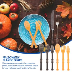 DOITOOL Serving Spoons 2 Set Halloween Salad Spoons Skeleton Hands Salad Tongs Halloween Kitchen Tableware Set Halloween Spoon Salad Tong for Home Party Kitchen (Black, Orange) Skeleton Hands