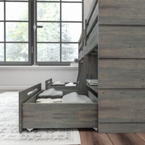 Max & Lily Modern Farmhouse Low Loft Bed with 2 Drawers, Twin, Driftwood