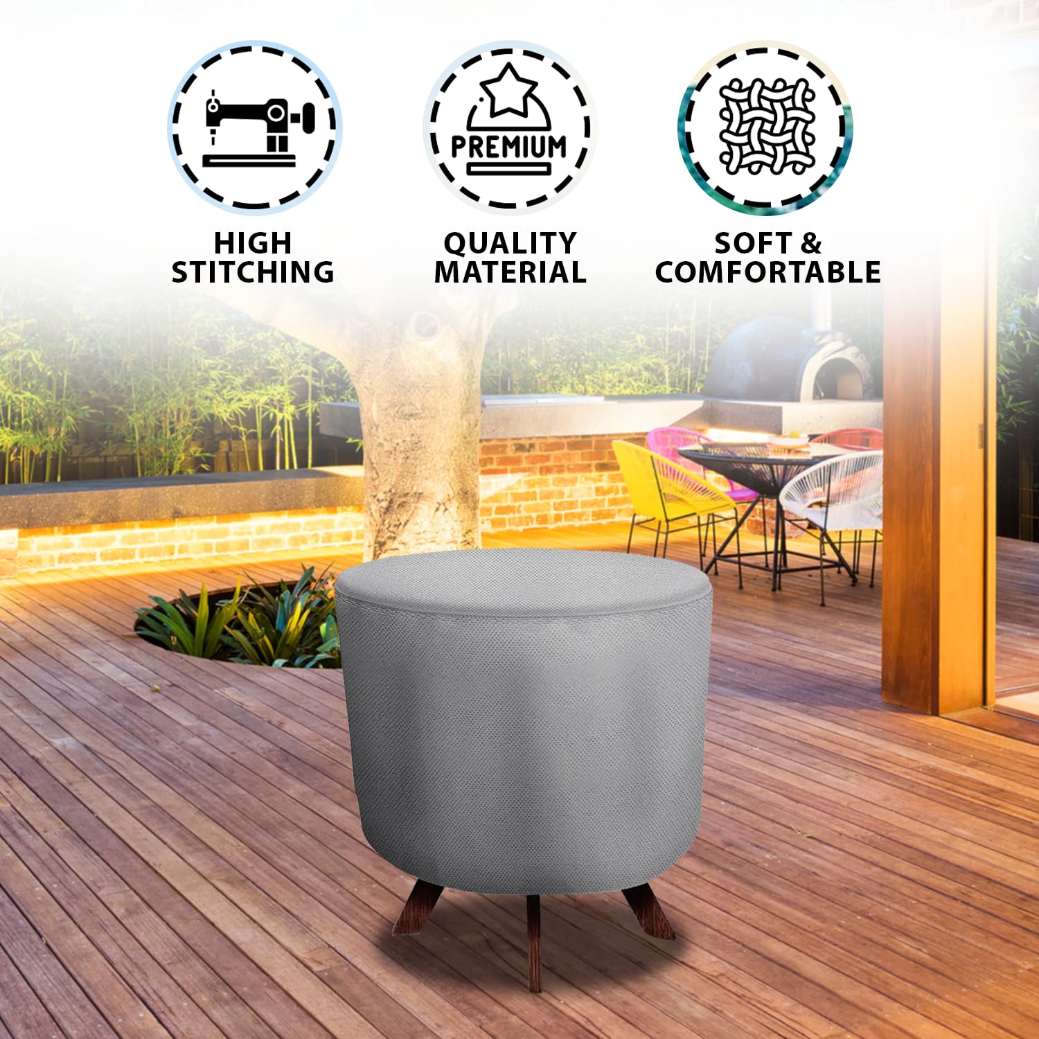 Patio Extra Small Waterproof Table Cover - Outdoor Round Side Table Covers - Patio Washable Table Cover - Heavy Duty Furniture 26X20 Inch Grey