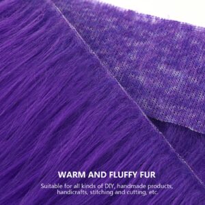 4 Pieces Faux Fox Fur Square Fabric Shaggy Fur Patches Fabric Cuts Chair Cover Seat Cushion Pad for DIY Craft (Purple,2 x 59 Inch)