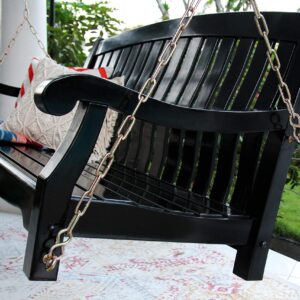 Bonn Mahogany Wood Black Porch Swing