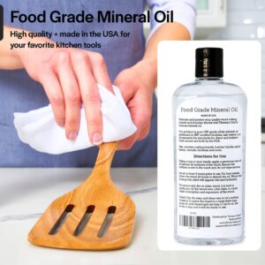 Thirteen Chefs Mineral Oil - 8 oz Food Grade Conditioner for Wood Cutting Board, Countertop & Butcher Block, Lubricant for Knife or Meat Grinder - Safe USP Finish on Marble, Soapstone