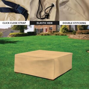 Extra Large Square Outdoor Side Table or Ottoman Cover - Outdoor Square Table Covers - Patio Ottoman Washable - Heavy Duty Furniture 36x36x16 Beige