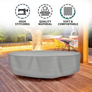 Patio Extra Large Waterproof Round Oval Table & Chair Cover - Outdoor Patio Table Chair Combo Washable - Heavy Duty Furniture 124x88x30 Inch Combo Cover