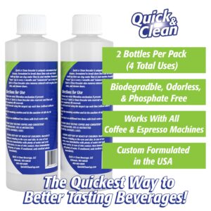 Quick & Clean 2-Pack Descaler (4 Total Uses) - Made in the USA - Descaling Solution for Keurig, Nespresso, Ninja, Delonghi, Coffee and Espresso Machines