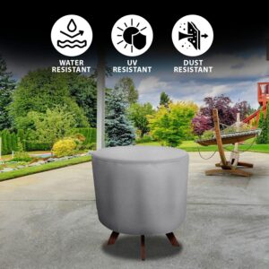 Patio Extra Small Waterproof Table Cover - Outdoor Round Side Table Covers - Patio Washable Table Cover - Heavy Duty Furniture 26X20 Inch Grey