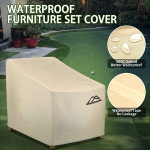 Miushion 2 Pack Patio Chair Covers, 40" W x 40" D x 36" H Heavy Duty 600D Outdoor Deep Seat Lounge Club Chair Cover, Waterproof UV Resistant Outdoor Patio Chair Furniture Cover, Beige