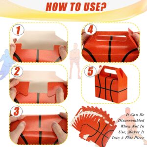 Chinco 24 Pieces Basketball Goody Box Basketball Candy Bags Basketball Party Decorations Basketball Gift Bags Basketball Treat Boxes Basketball Party Favors Boxes for Adult Birthday Theme Party