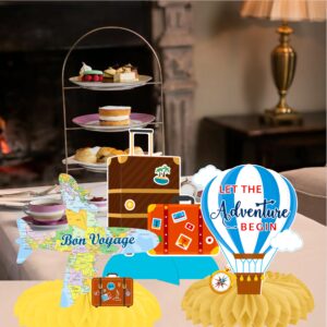 13pcs Travel Theme Party Decorations Let The Adventure Begin Table Honeycomb Centerpieces for Graduation Retirement Job Career Change Farewell Party Supplies