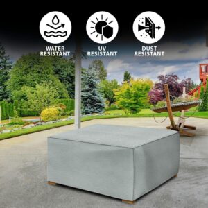 Patio Large Waterproof Ottoman Cover - Outdoor Square Side Table Covers - Patio Ottoman Washable Cover - Heavy Duty Furniture 60X60X28 Inch Grey