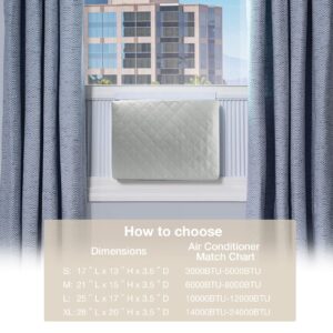 Indoor Air Conditioner Cover, AC Unit Window Cover for Inside Double Insulation with Elastic Drawstring 21L x 15H x 3.5D inches Grey