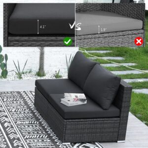 BULEXYARD 2 Pieces PE Rattan Patio Furniture Armless Sofas with Thick Cushions Outdoor Wicker Seating for Backyard, Deck, Garden, Balcony (Dark Grey)