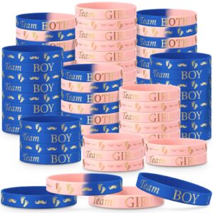 hicarer 30 pieces gender reveal bracelets, team boy silicone wristbands team girl gender reveal party bracelets team both rubber wristband for baby shower gender reveal party favor supplies