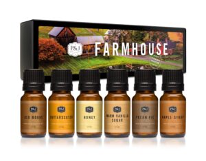 p&j fragrance oil farmhouse set | old books, butterscotch, honey, warm vanilla sugar, pecan pie, maple syrup candle scents for candle making, freshie scents, soap making supplies