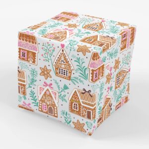 stesha party pink gingerbread house holiday wrapping paper gift wrap 30 x 20 inch (3 sheets)